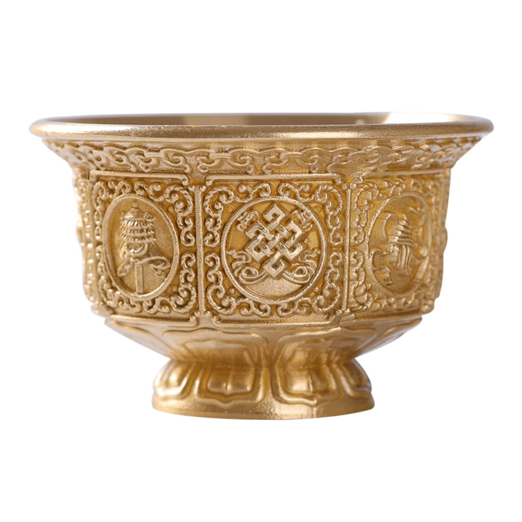 Copper Cup with Eight Auspicious Symbols for Buddhist Offerings Holy Water Cup Practical ...