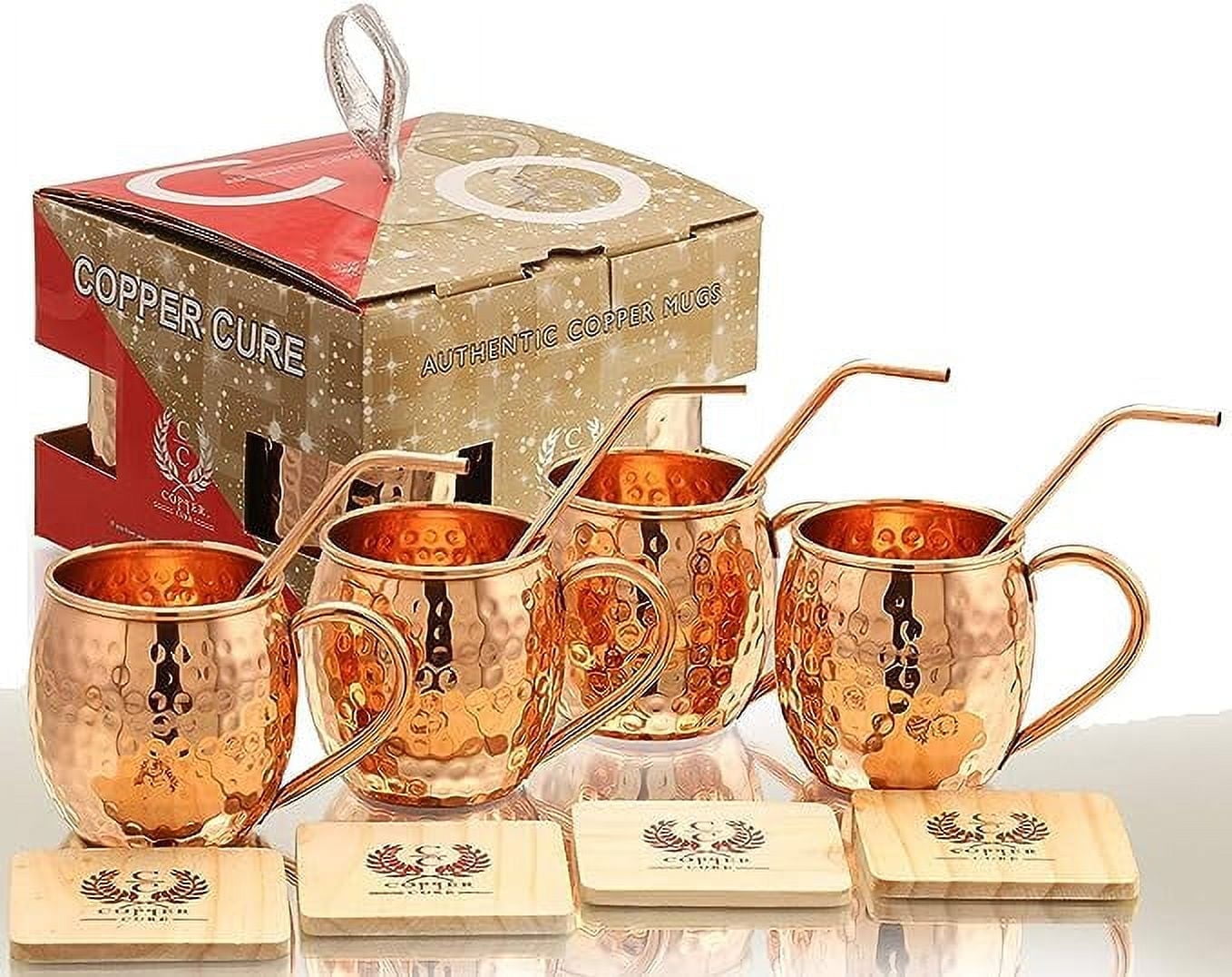 Copper Cure PURE SOLID PURE COPPER MUGS – SET OF 4 - Food Safe – Solid ...