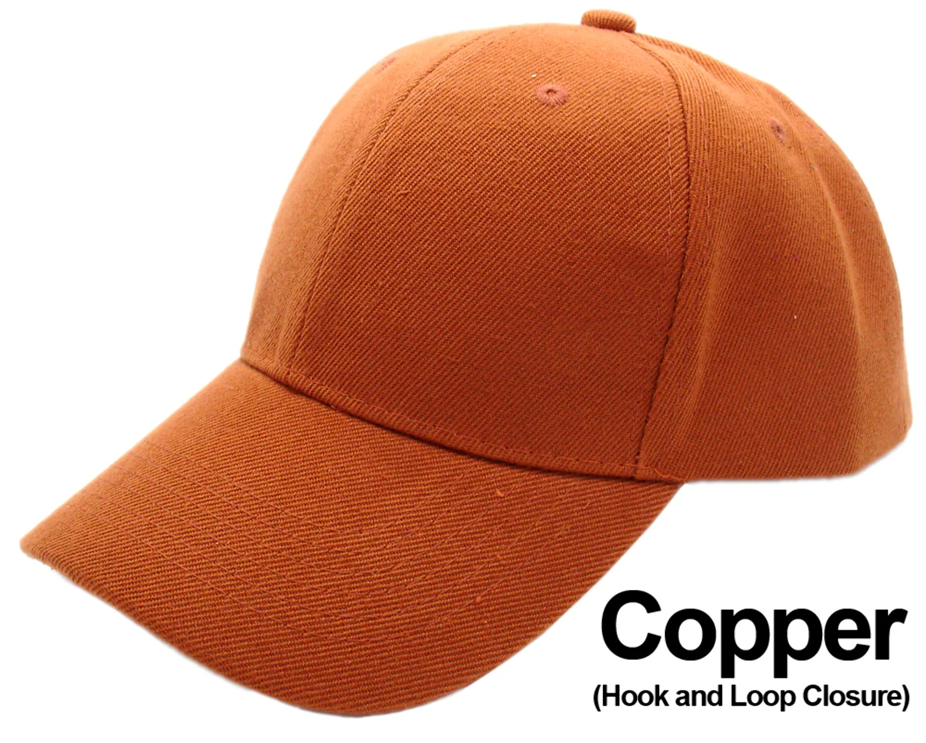 Copper Curved Visor Blank Baseball Cap Adjustable Size Unisex - Walmart.com