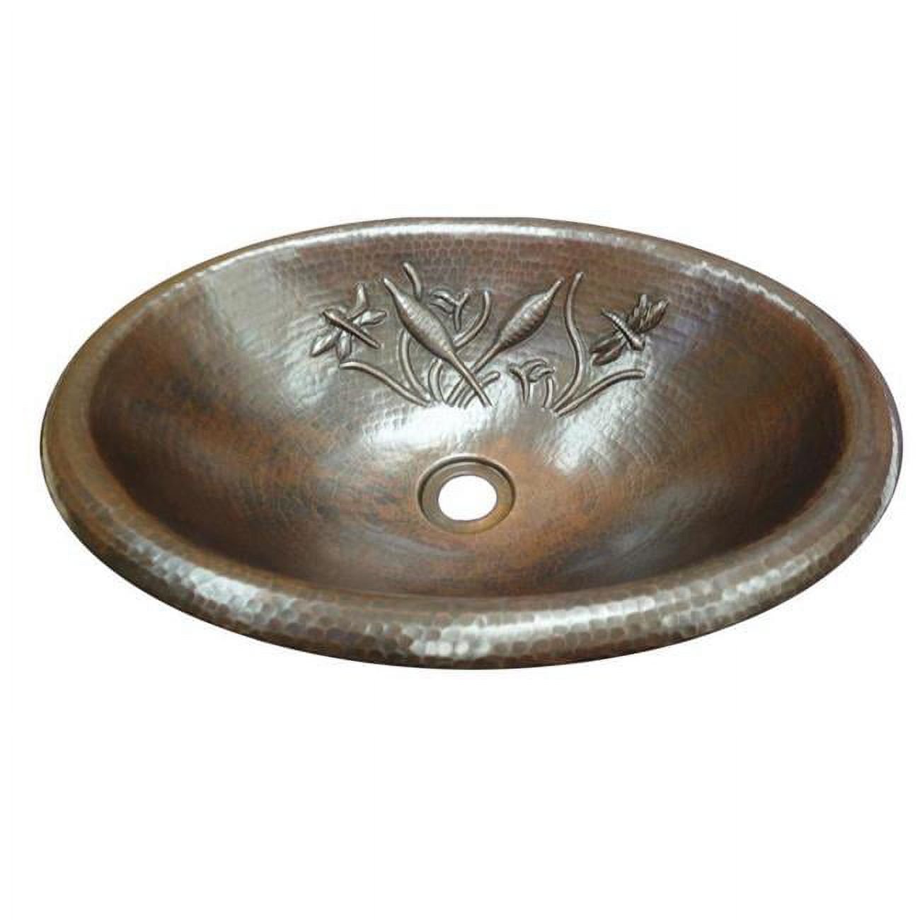 Copper Design COS-D-19-RP-BR Copper Oval Bath Sink with Design, Bright ...