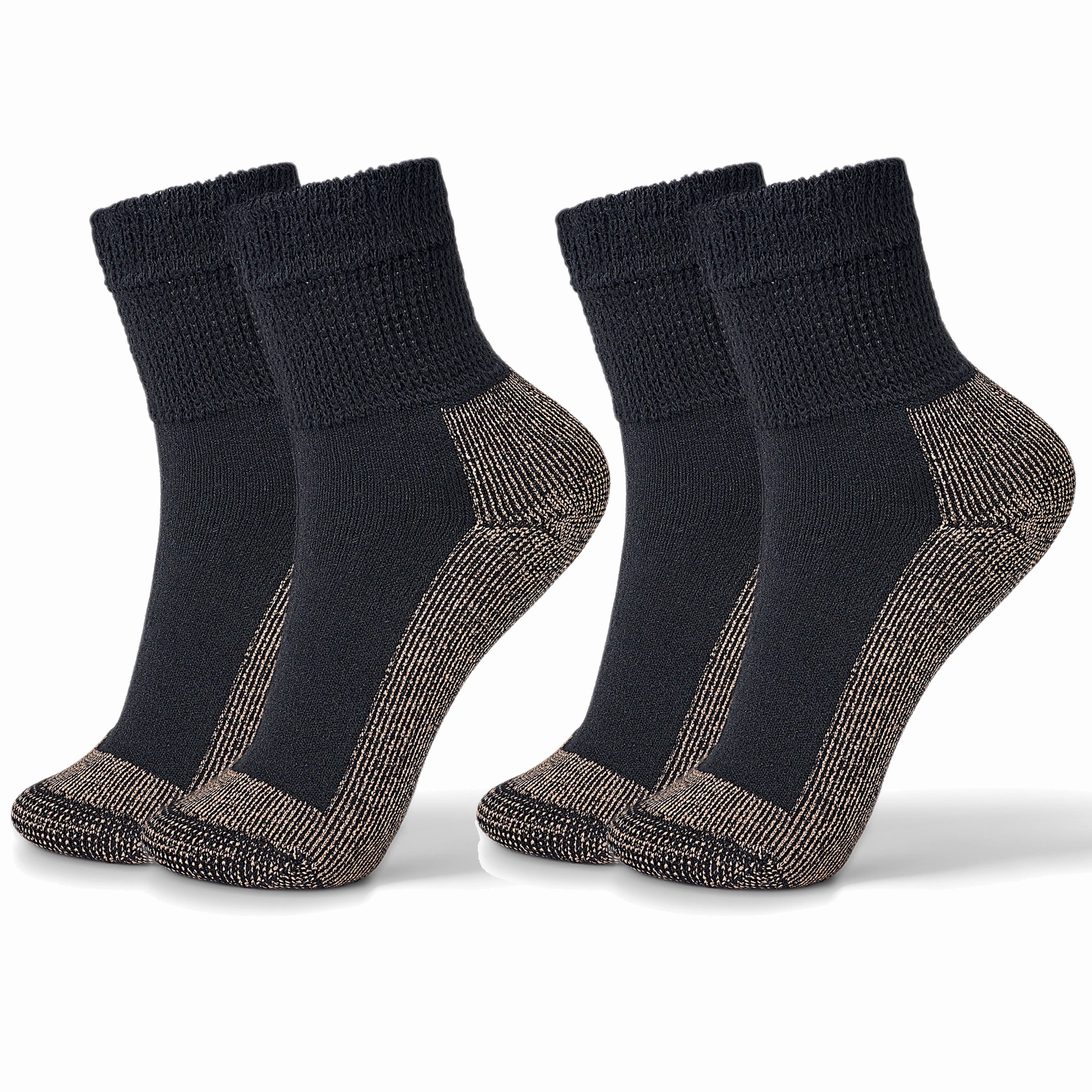 Copper Diabetic Sock - Quarter Crew - Black - 2 Pack - Medium - Walmart.com
