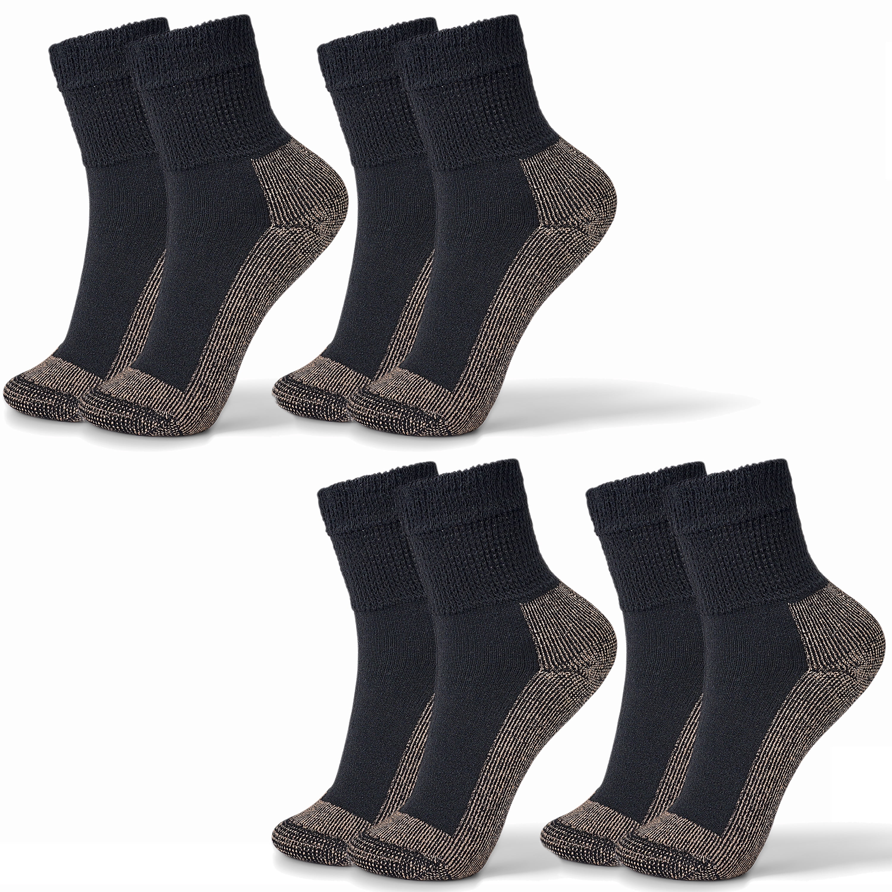 Copper Diabetic Sock - Quarter Crew - Black - 4 Pack - Small - Walmart.com