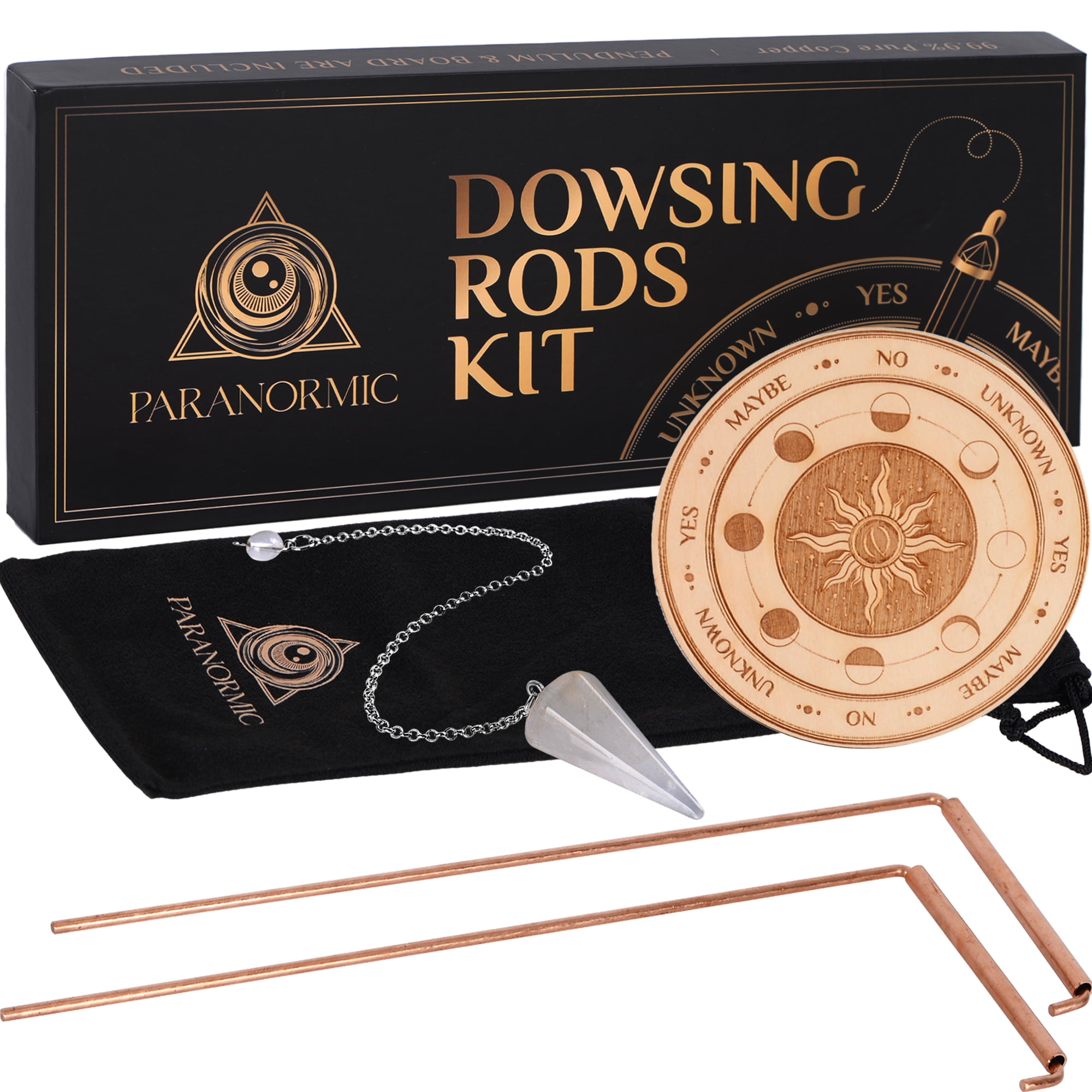 Copper Dowsing Rods & Pendulum Board Kit – Set of 2 Real Copper L ...