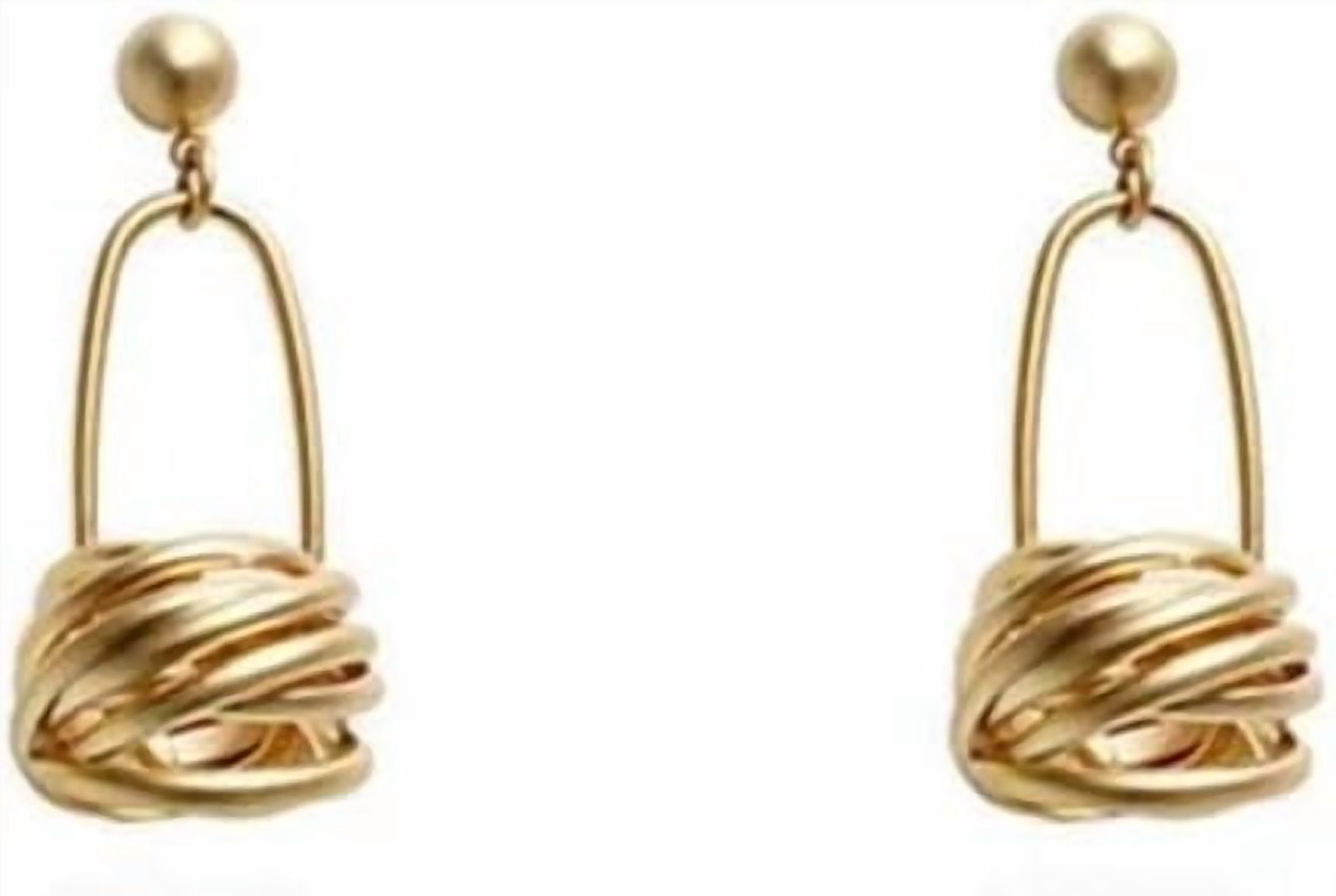 Copper-Finish Matt 925 Silver Needle Basket Twisted Pattern Earrings 4 ...