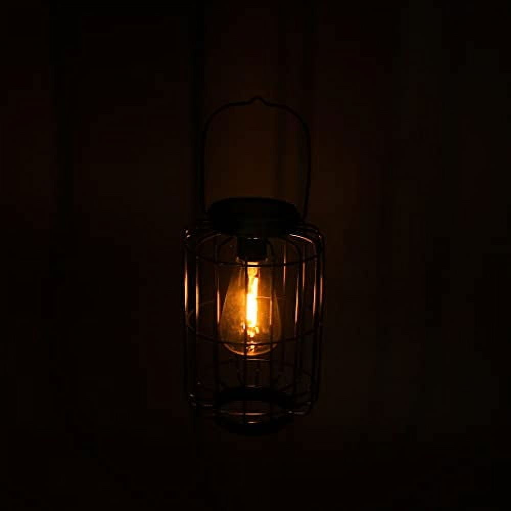 Copper Finish Metal Hanging Bird Cage LED Solar Light Indoor Outdoor ...