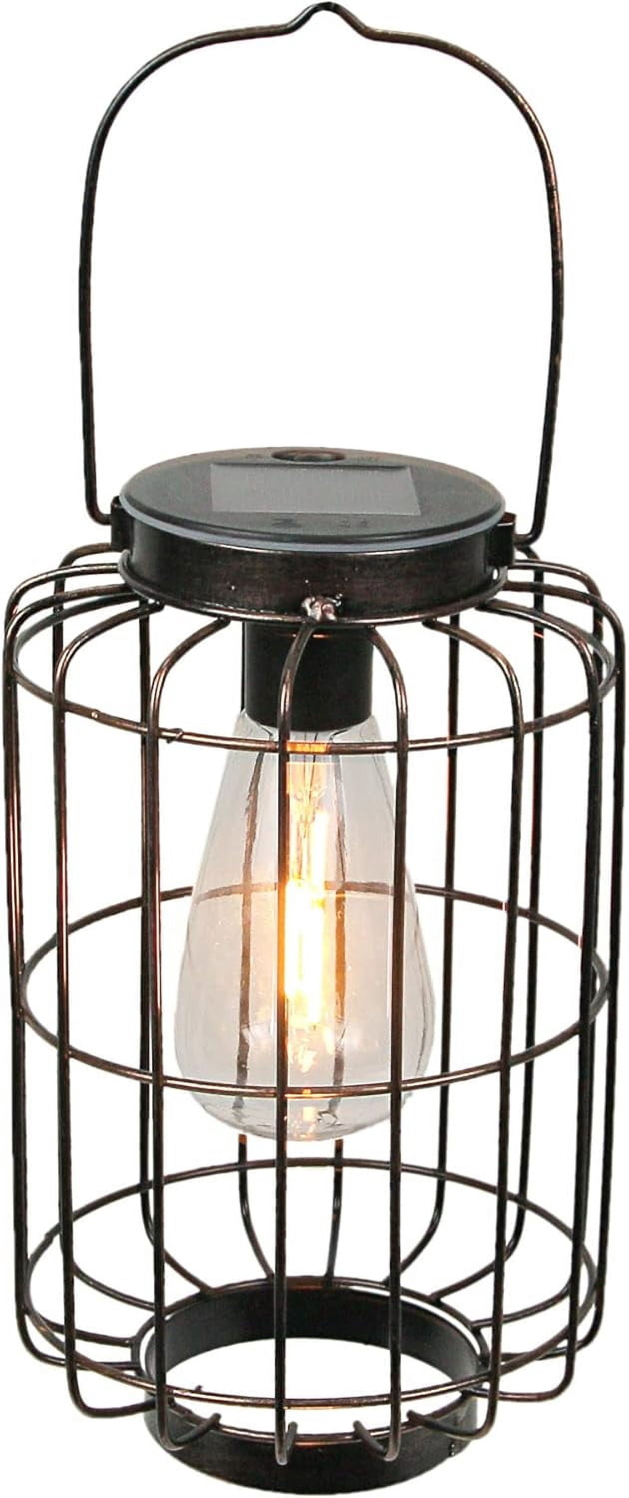 Copper Finish Metal Hanging Bird Cage LED Solar Light Indoor Outdoor ...