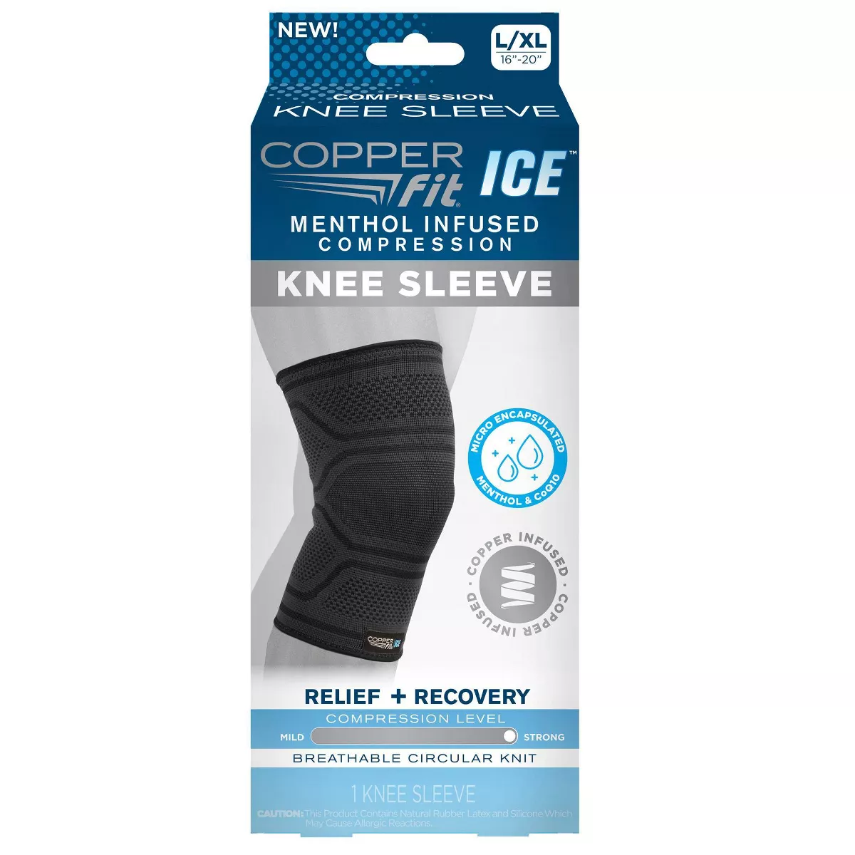 Copper Fit Ice Knee Sleeve Infused With Cooling Action and Menthol ...