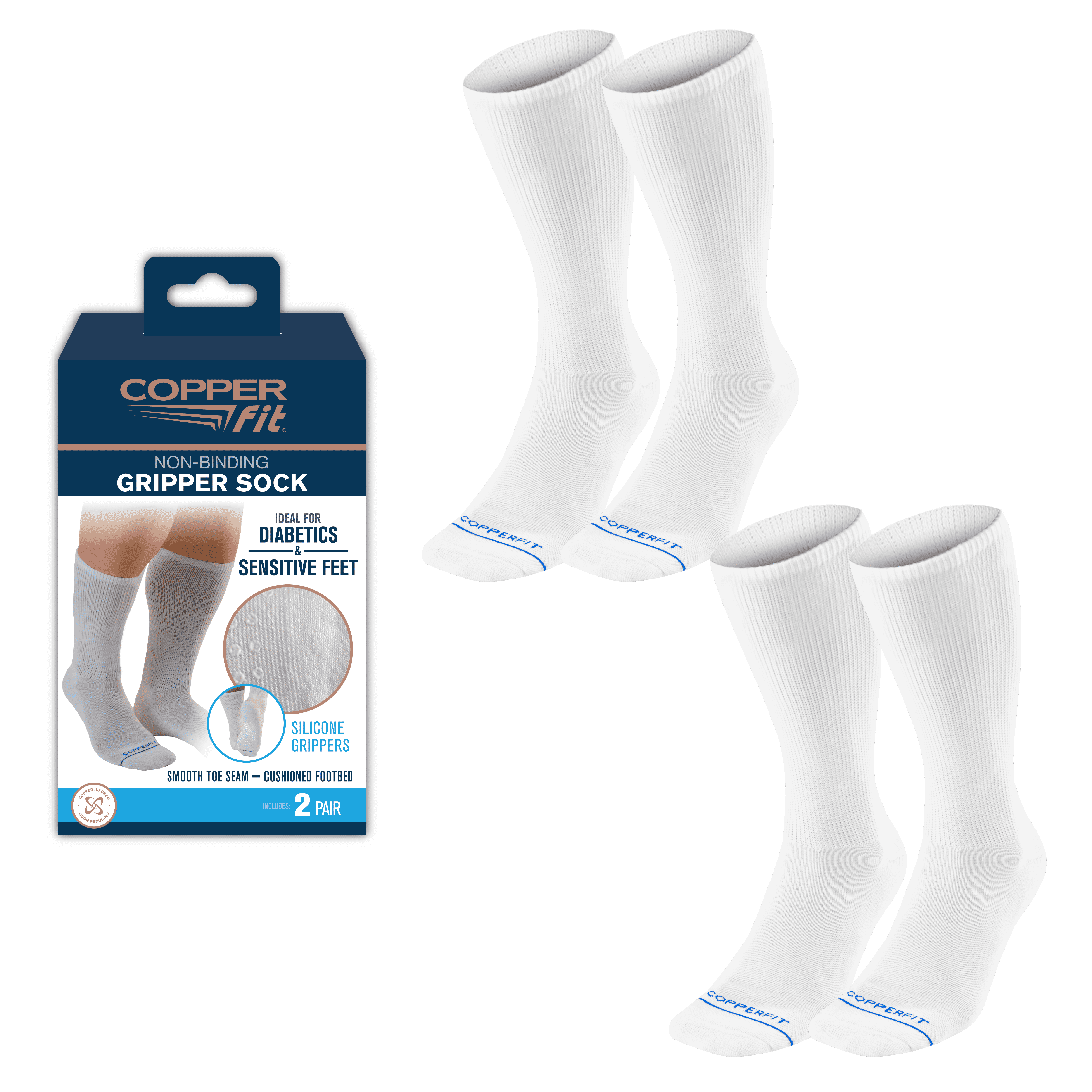 Copper Fit® Non-Binding Diabetes and Circulatory Crew Socks with ...