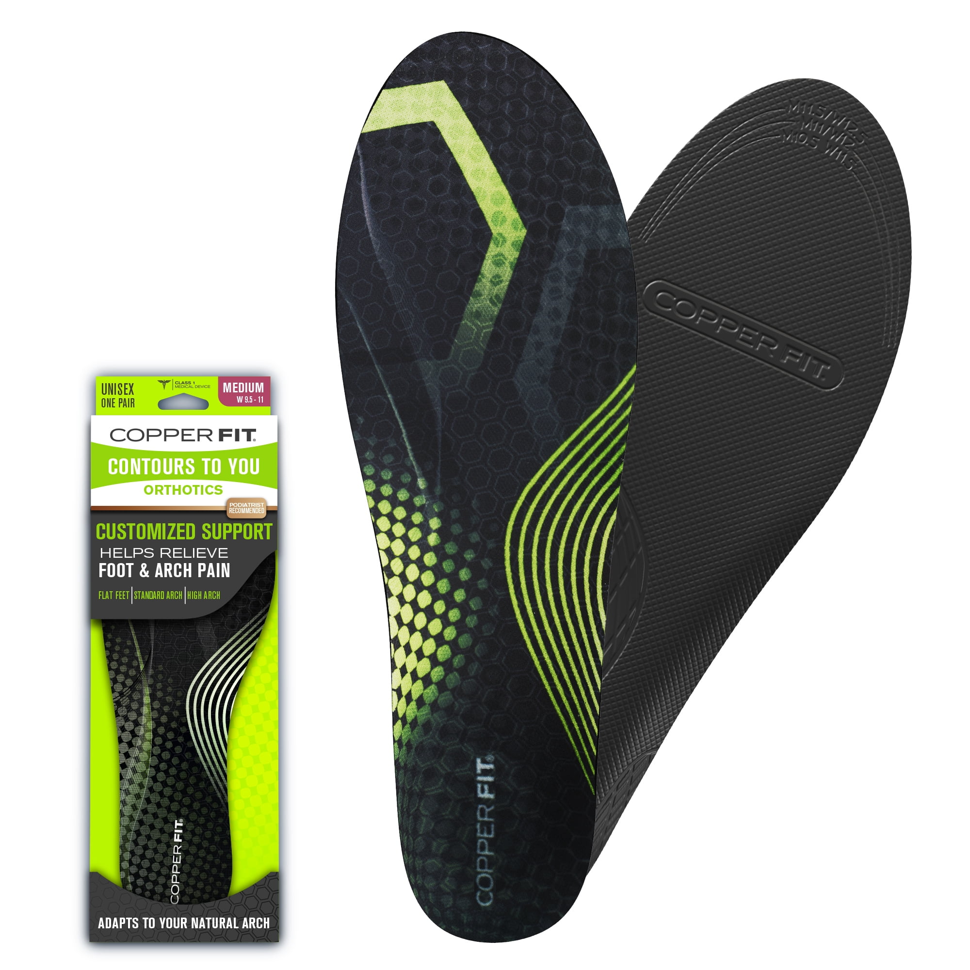 Copper Fit Orthotics Womens Insoles, Contours to You, Medium, 9.5 - 11 ...