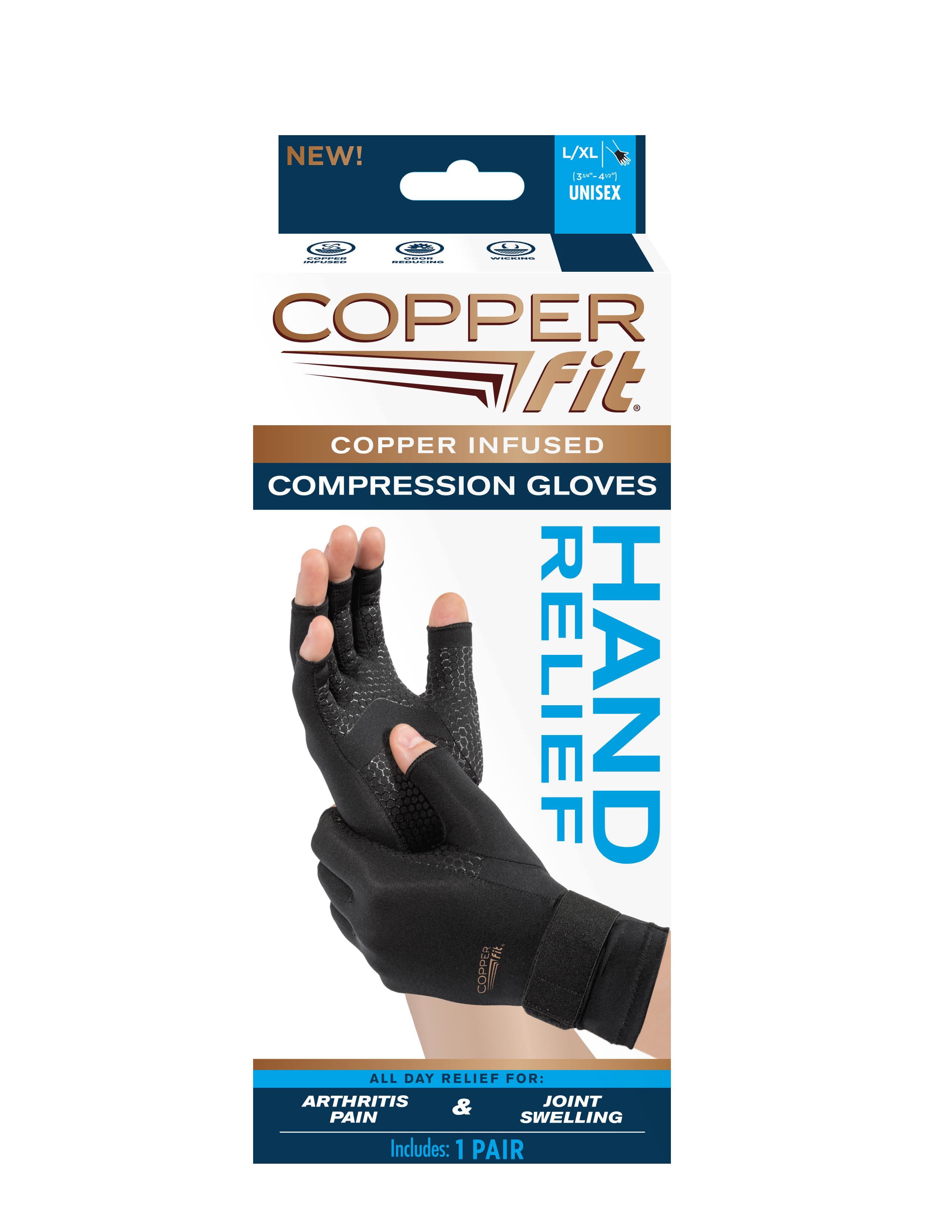 Copper Fit® Unisex Hand Relief Compression Gloves, L/XL, 1 Pair ...