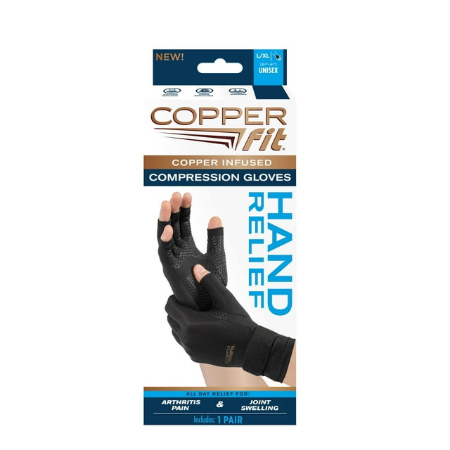 Copper Fit® Unisex Hand Relief Compression Gloves, L/XL, 1 Pair ...