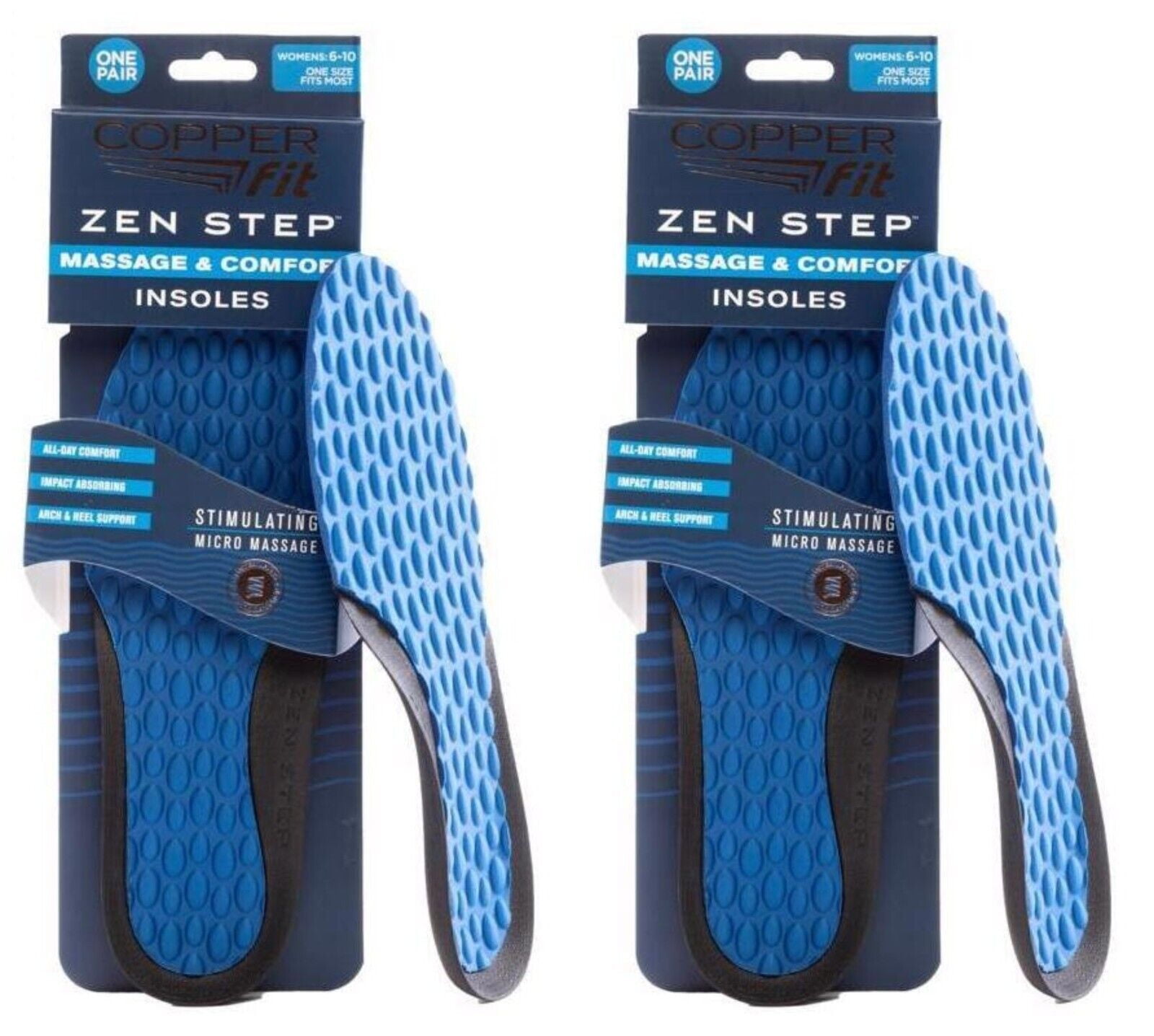 Copper Fit Zen Step Insoles, Massage & Comfort, Women and Men Insole 2 ...