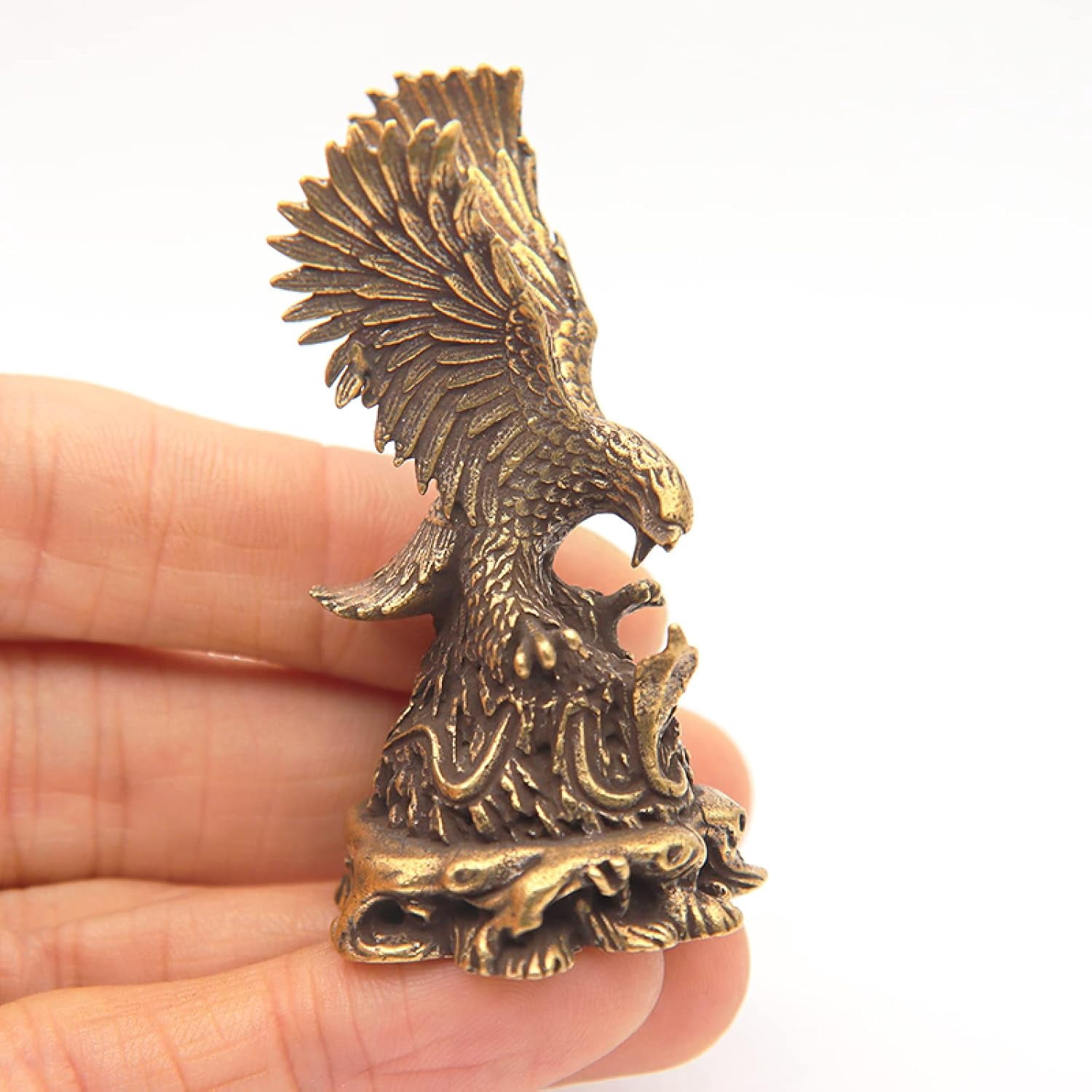 Copper Flying Eagle Catching Snake Statue Animal Sculpture Retro Brass ...