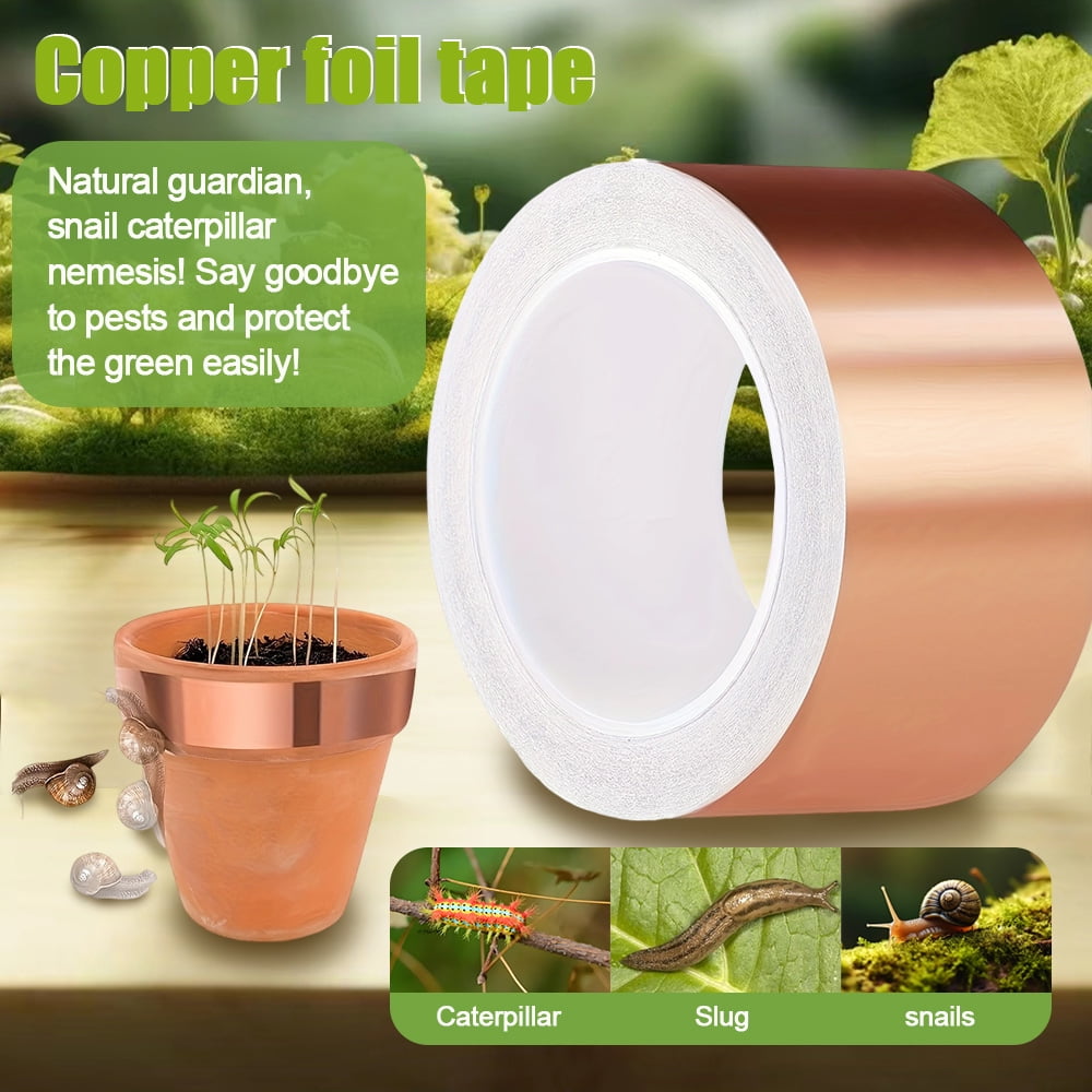 Copper Foil Tape for Slug & Snail Repellent, Self-Adhesive Pest Control ...