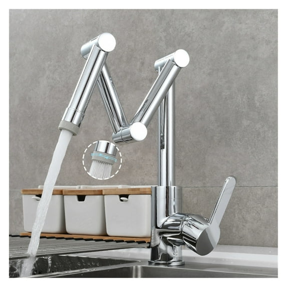 Copper Folding Kitchen Faucet Wash Basin Sink Retractable Hot And Cold ...