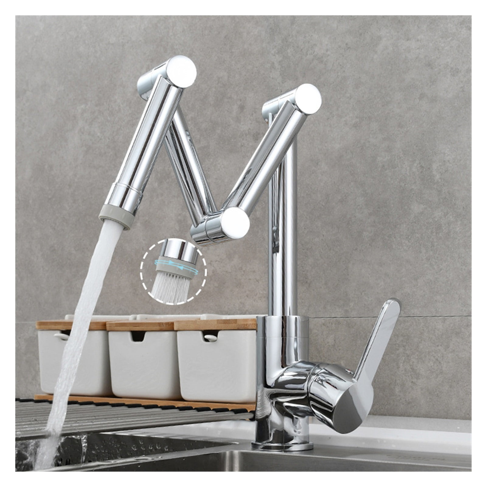 Copper Folding Kitchen Faucet Wash Basin Sink Retractable Hot And Cold ...