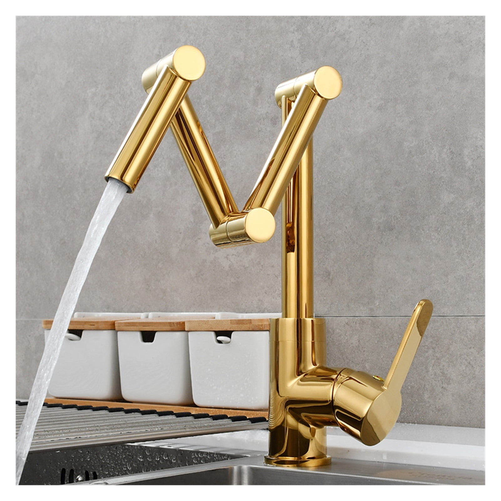 Copper Folding Kitchen Faucet Wash Basin Sink Retractable Hot And Cold ...