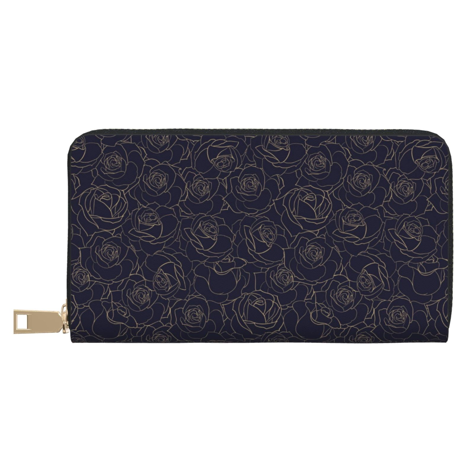 Copper-Gold Gloss Outline Rose1 Wallet Women, Leather Bifold Multi Card ...