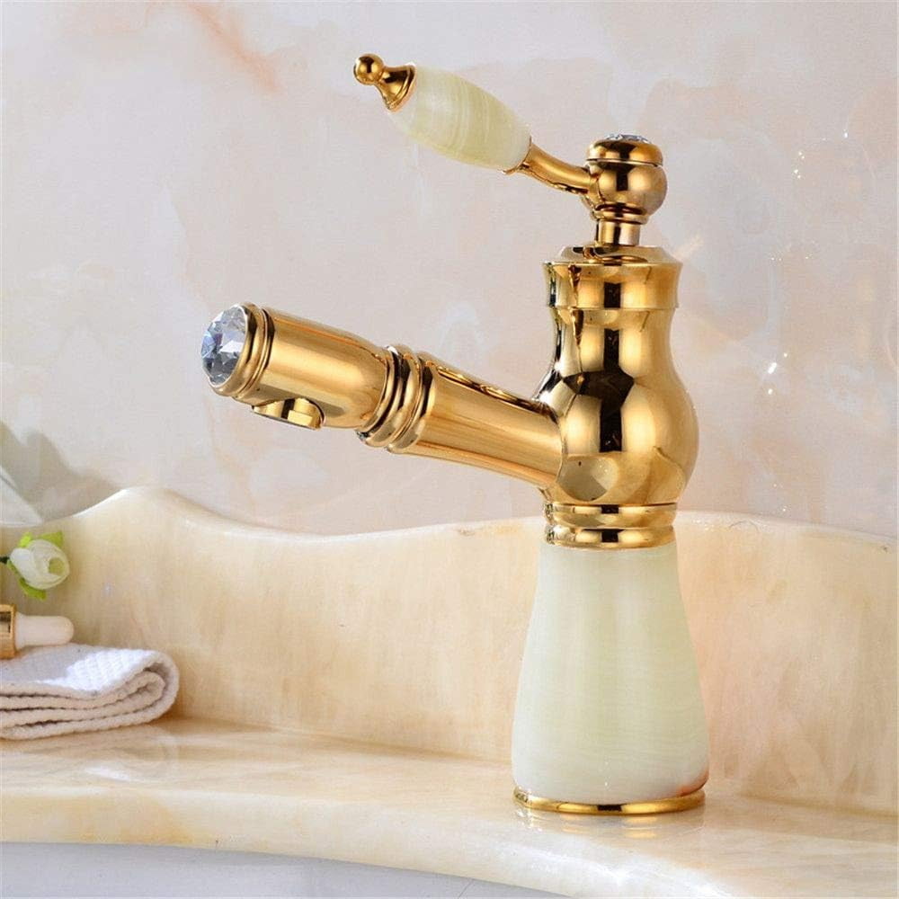 Copper-Gold Natural Jade Face Pot Faucet with Pull-Out Sprinkler ...