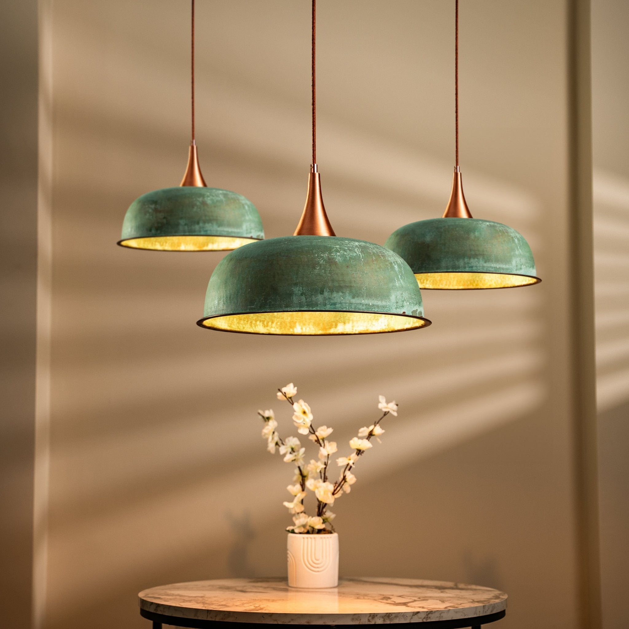 Copper Green Patina Pendant Light – Handcrafted Hammered Copper ...