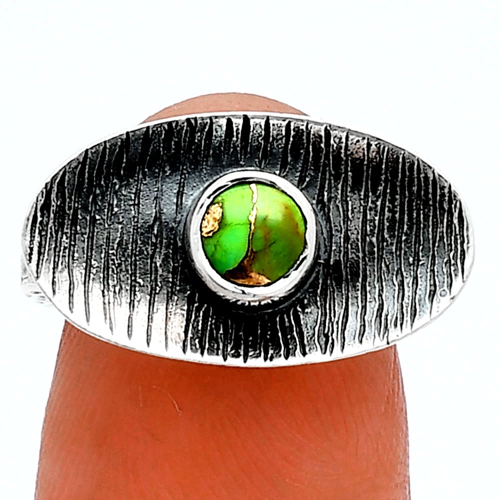 Copper Green Turquoise - Arizona 925 Sterling Silver Ring s.6 Jewelry R ...
