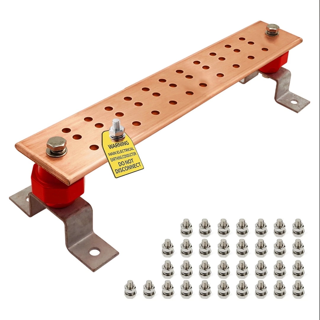 Copper Grounding Bar Kit, 16" 1500A Copper Bus Bar Ground Bus Bar ...