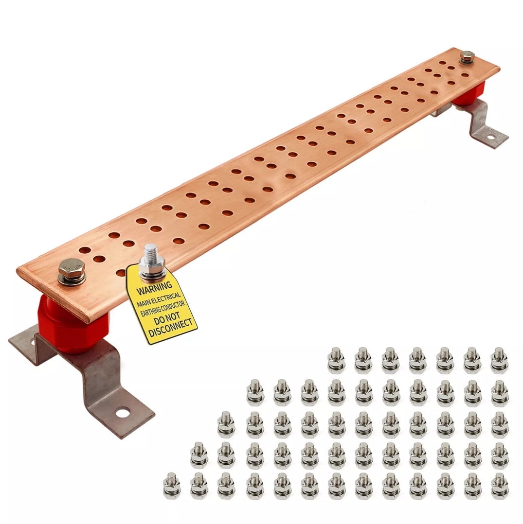 Copper Grounding Bar Kit, 24" 1000A Copper Bus Bar Ground Bus Bar ...
