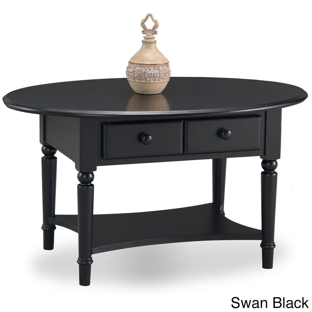 Copper Grove Churn Creek Oval Coffee Table with Shelf Black Painted ...