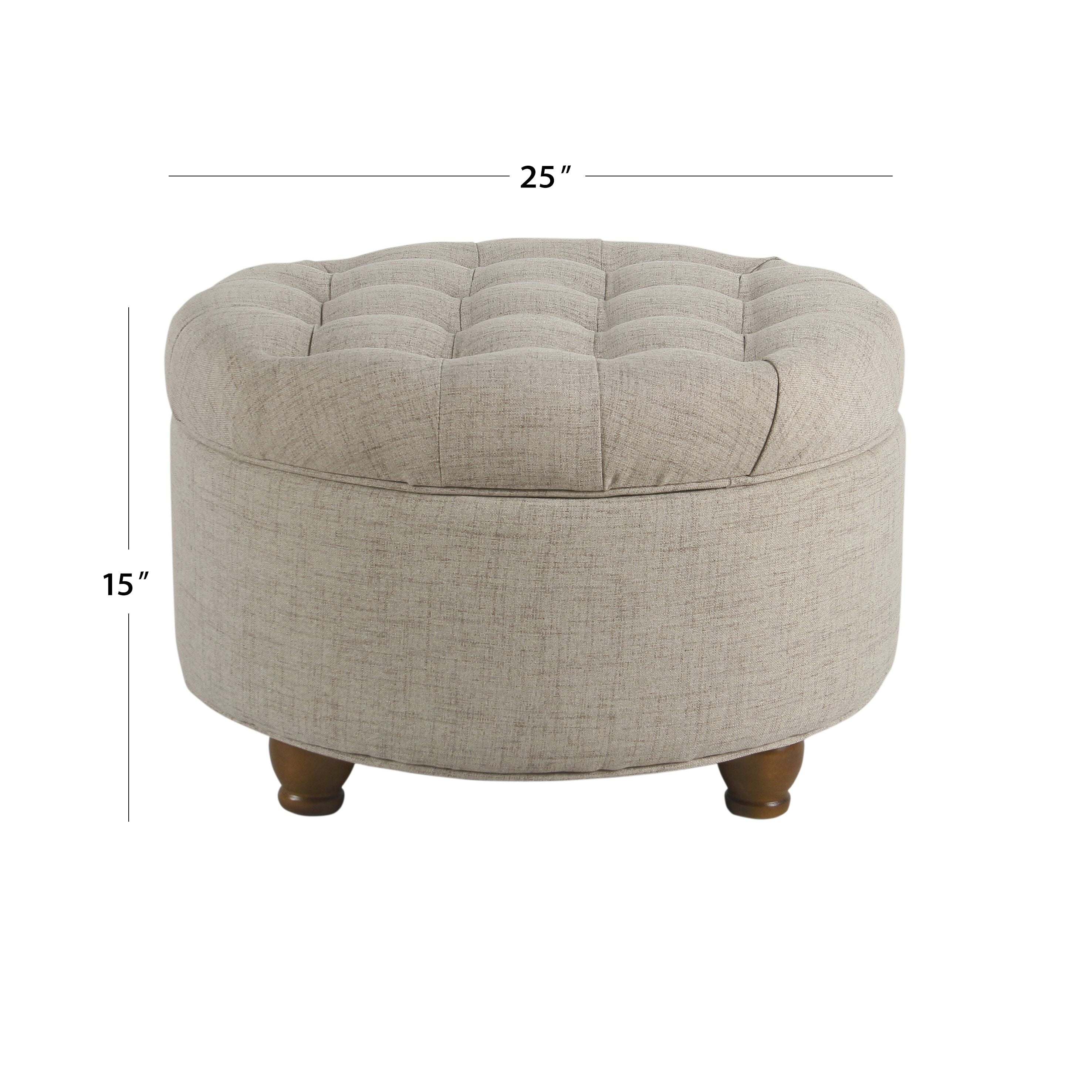 Copper Grove Lamentin Light Tan Tufted Round Storage Ottoman - Walmart.com