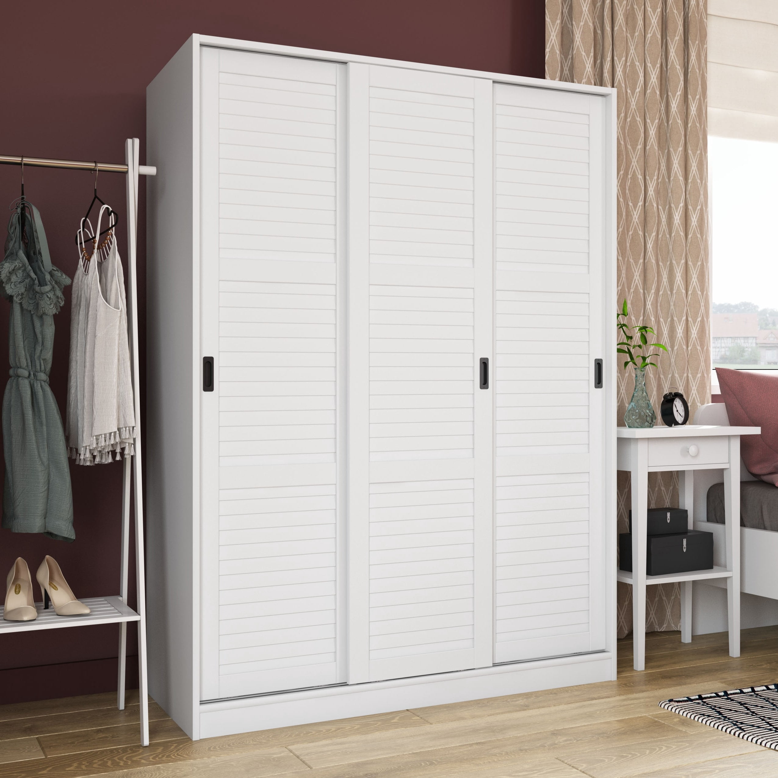 Palace Imports 100% Solid Wood Wall Closet System of Wardrobe Armoires ...