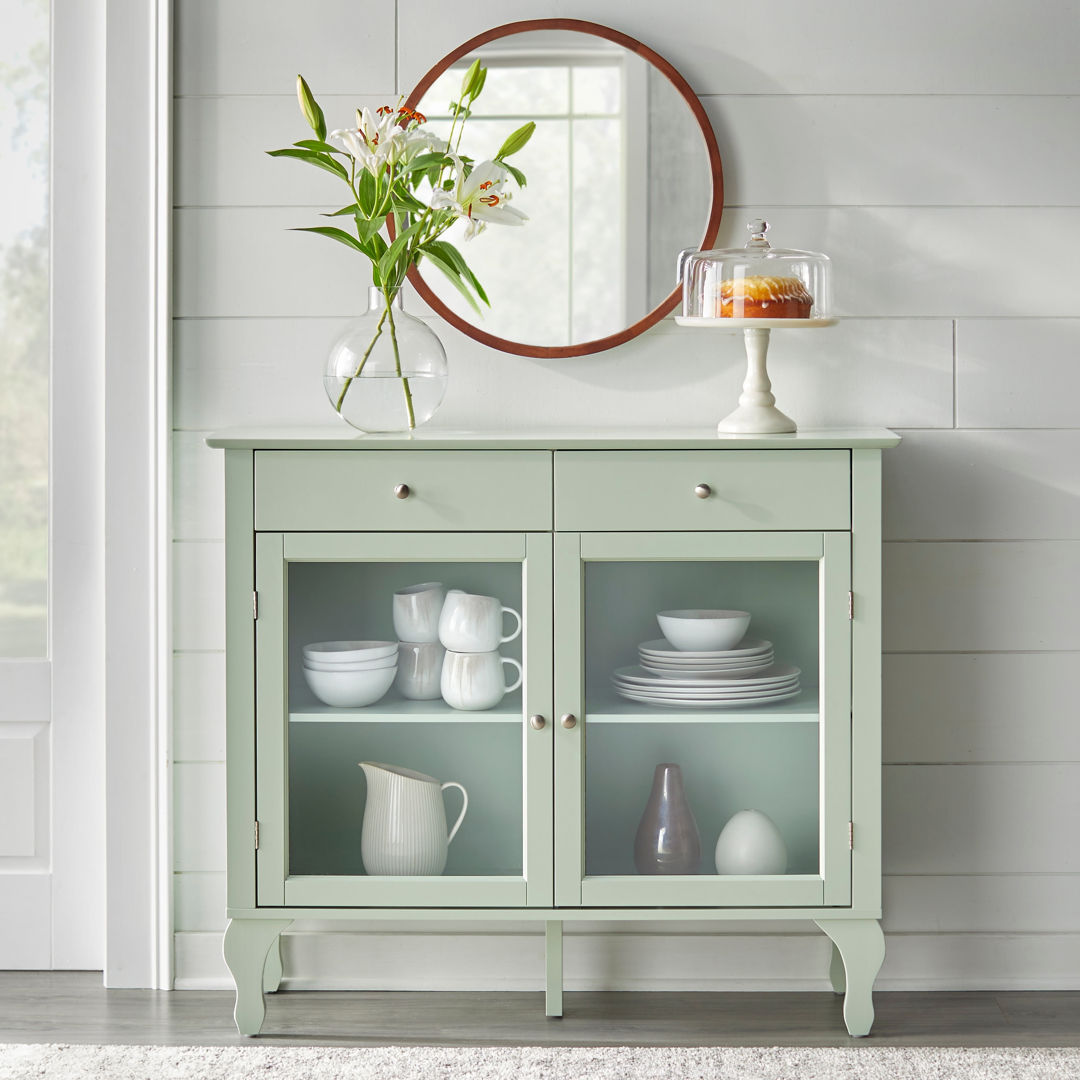 Copper Grove Rawdon Green Lily Buffet Sideboard with Glass Doors ...