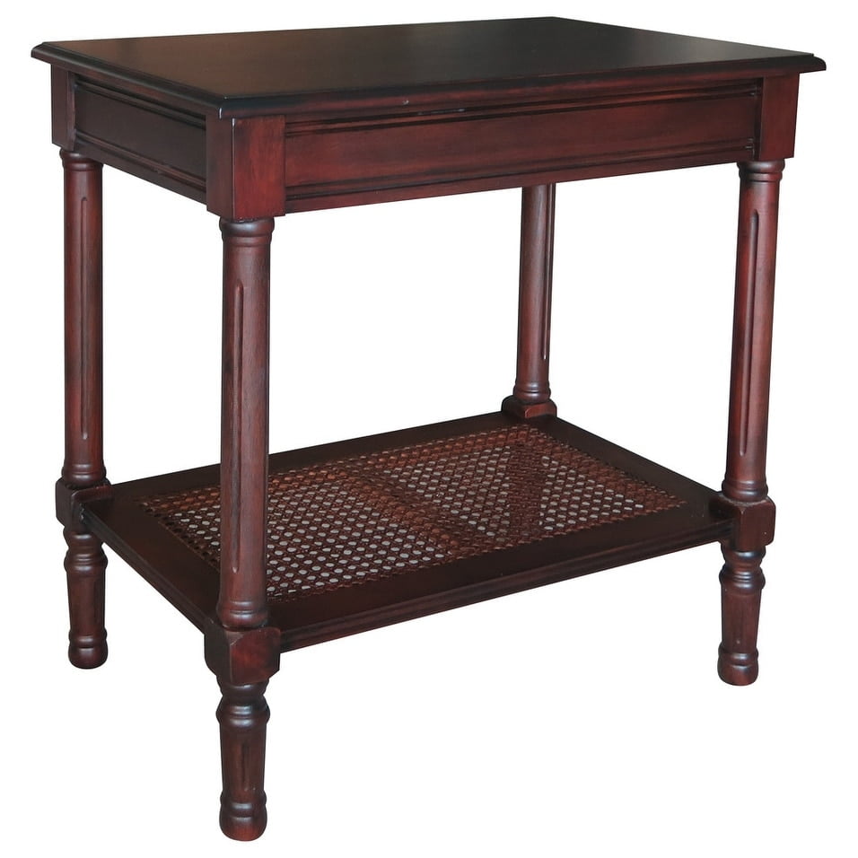 Copper Grove Reine Cream Side Table with Rattan Shelf Cherry - Walmart.com