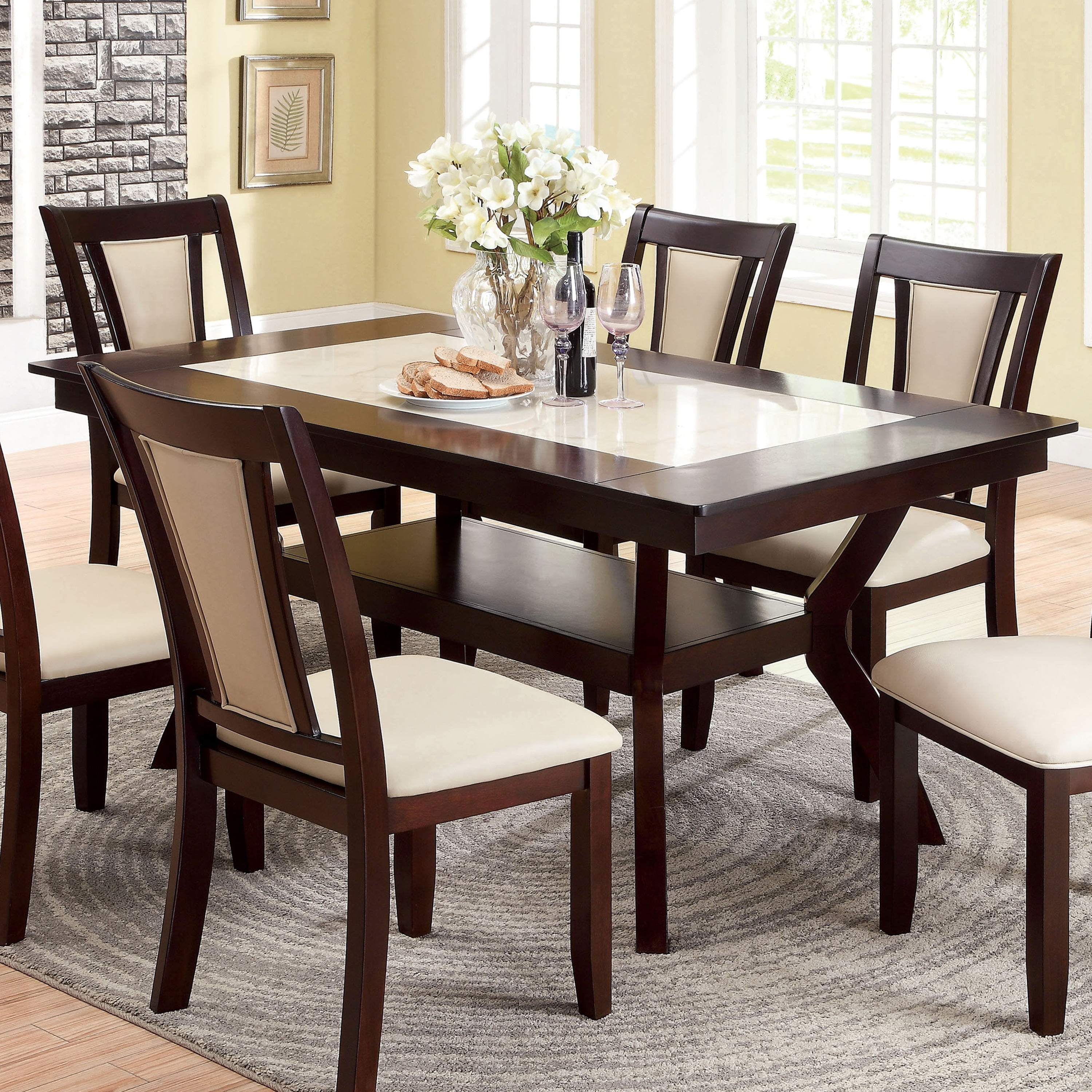 Copper Grove Schmidt 64-inch Wood Dining Table with Shelf Beige Beige ...