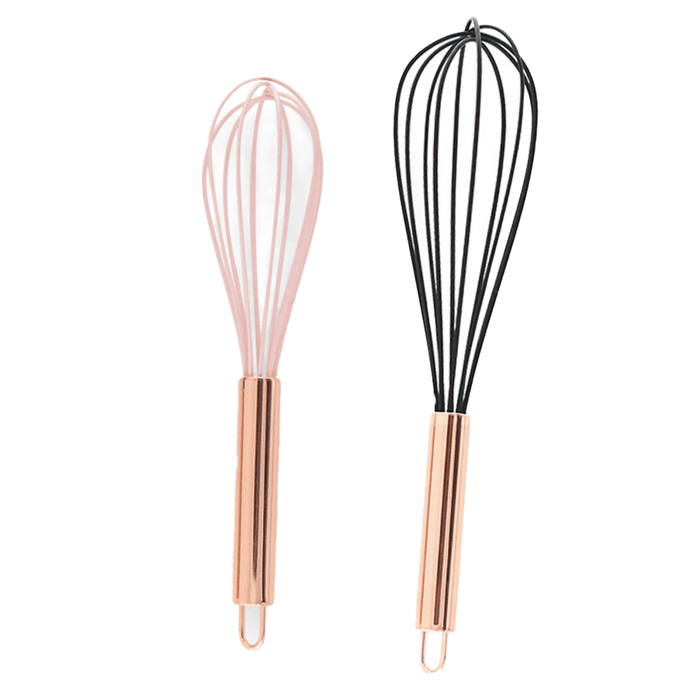 Copper Handle Whisk Set Silicone Whisks for Cooking, Stainless Steel ...