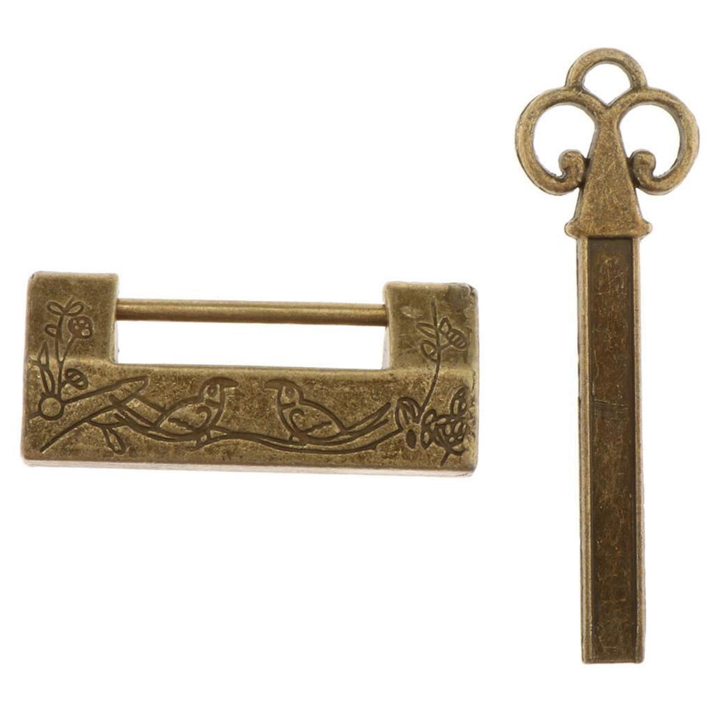 Copper Handmade Ancient Bronze Padlocks key of lock Set for Jewelry Box ...