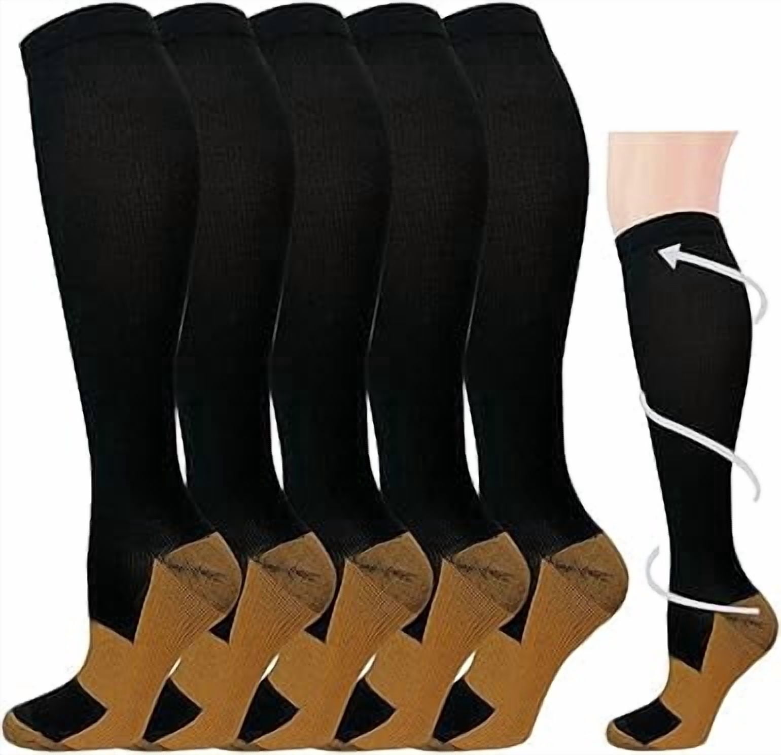 Copper Infused Compression Socks (5 Pairs), 15-20mmHg Support for Men ...