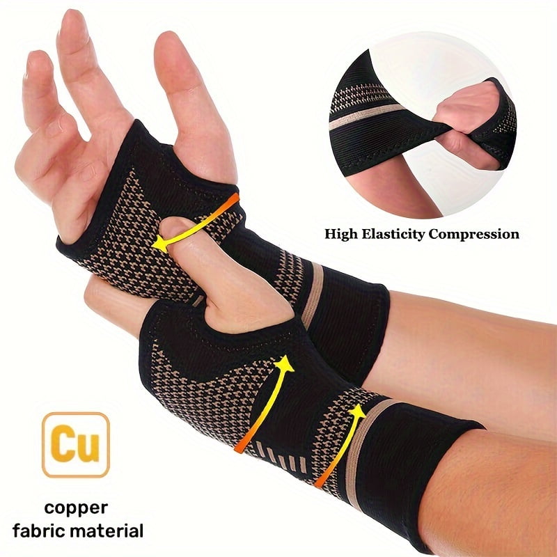 Copper-Infused Compression Wrist Sleeves (2 pcs) - Elastic Wrist ...