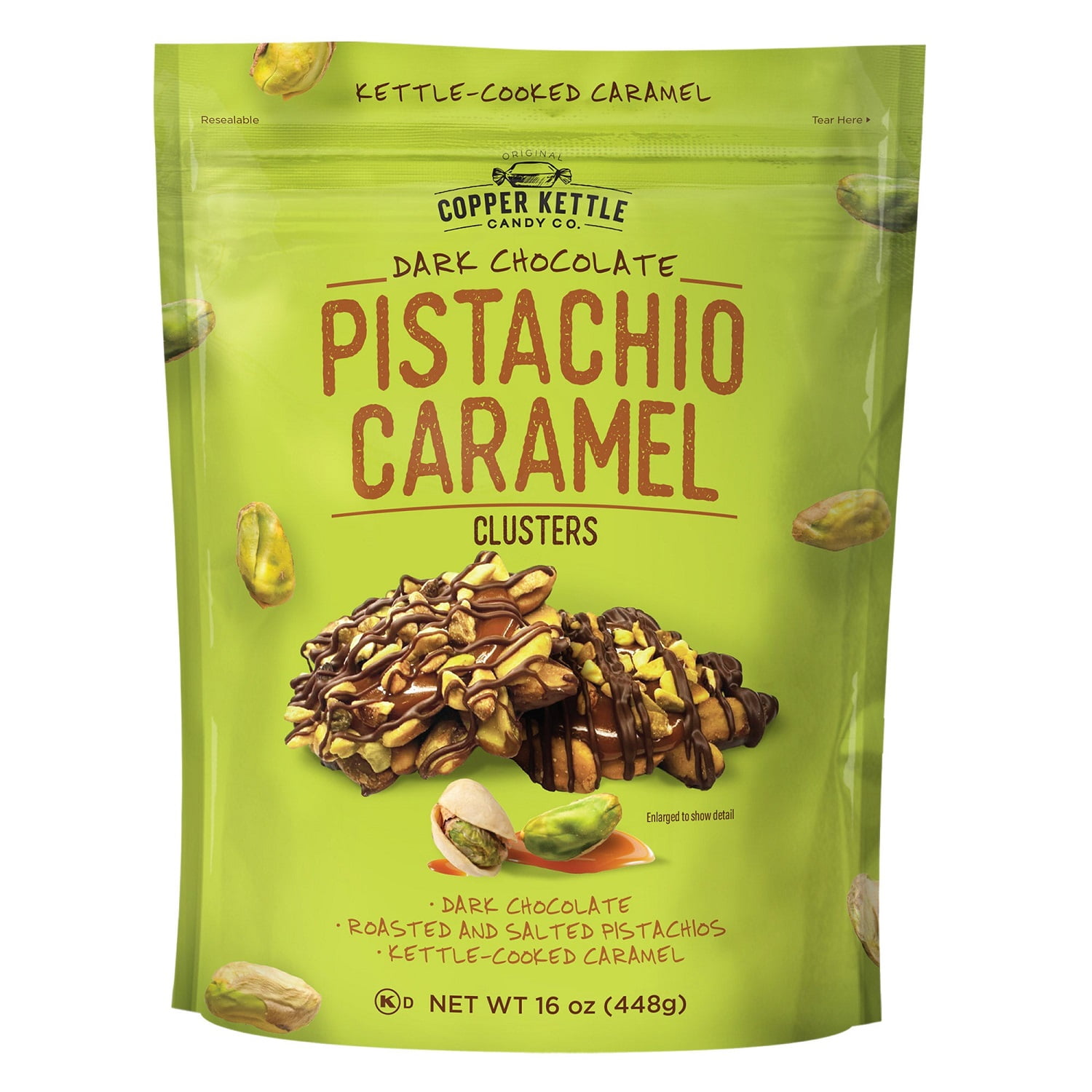 Copper Kettle Candy Co Dark Chocolate Pistachio Caramel Clusters 16 oz ...