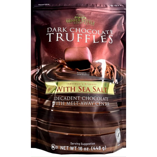 Copper Kettle Candy Dark Chocolate Truffles with Sea Salt, 16 Ounce ...