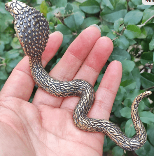 Copper King Cobra Snake Animal Figure Coiled Collectible Display ...