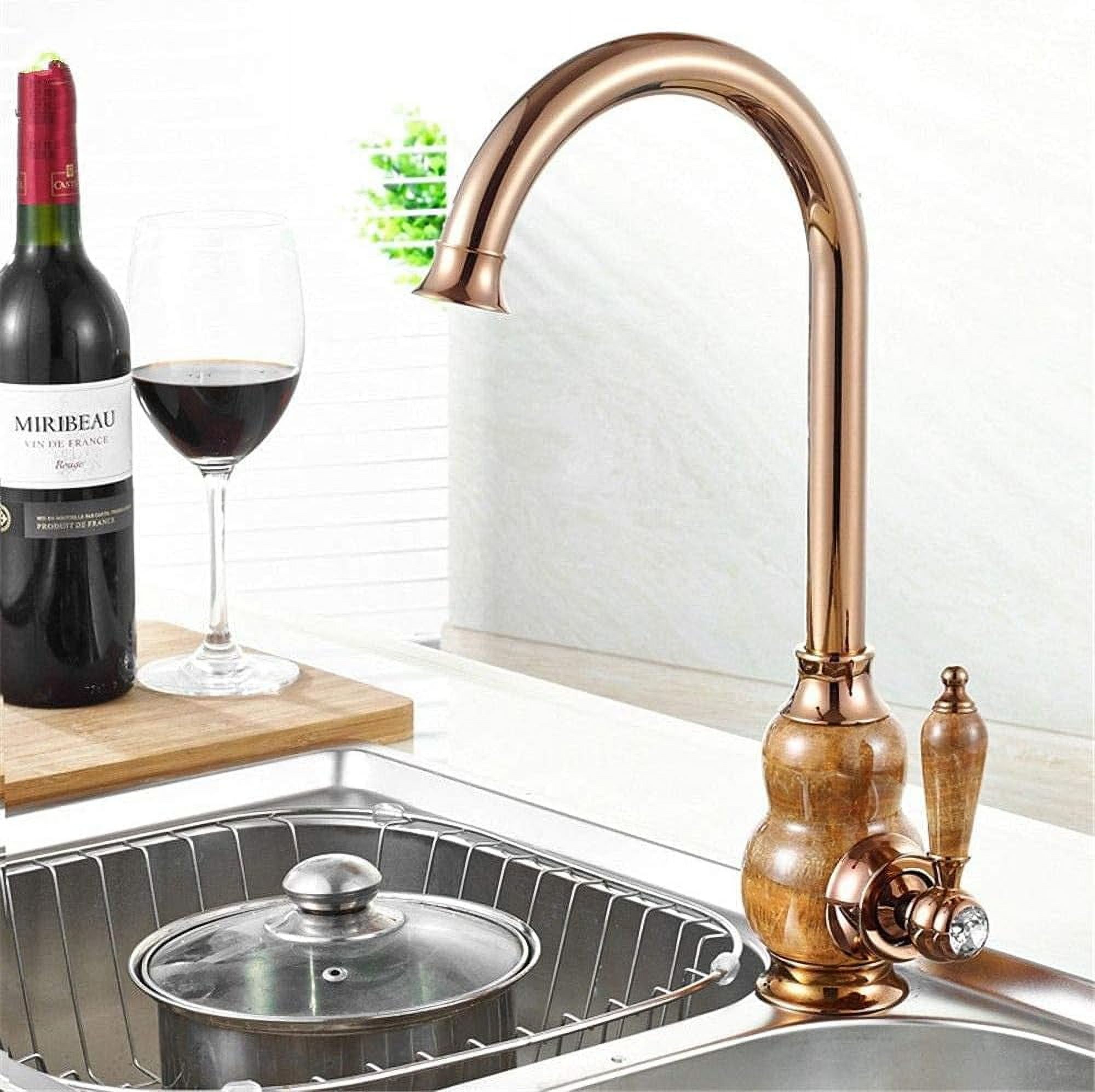 Copper Kitchen Faucet Natural Jade All Copper Table Top Basin Cold ...