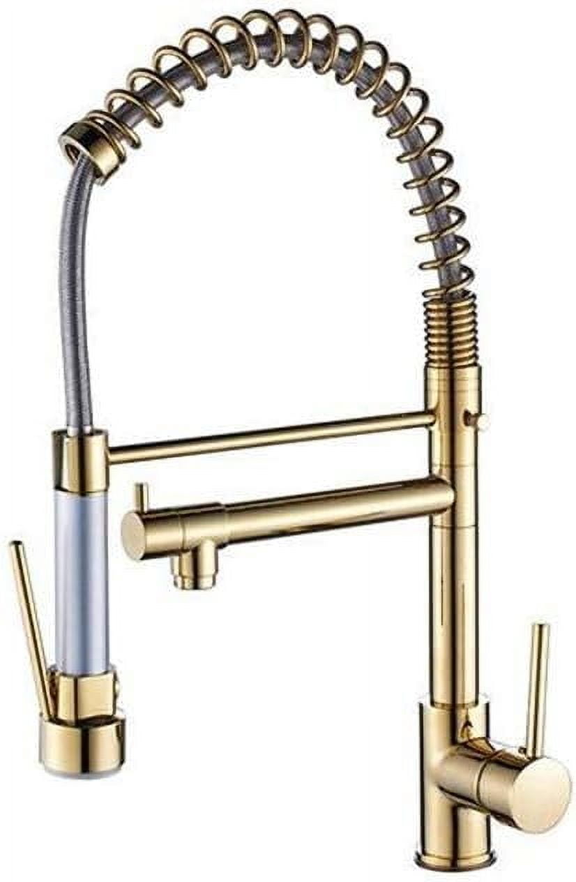 All Copper Kitchen Faucet Spring Belt Pulls Out Spray Head Cold and Hot ...