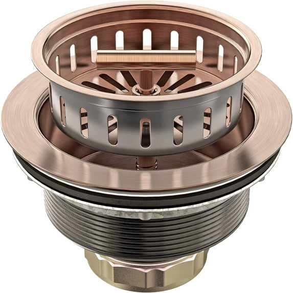 Copper Kitchen Sink Drain Kit 3 1/2 Sink Strainer for Kitchen Sink with ...