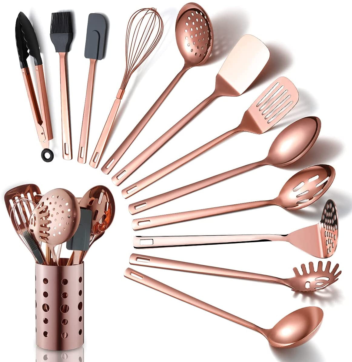 Copper Kitchen Utensils Set,13 Pieces Stainless Steel Cooking Utensils ...