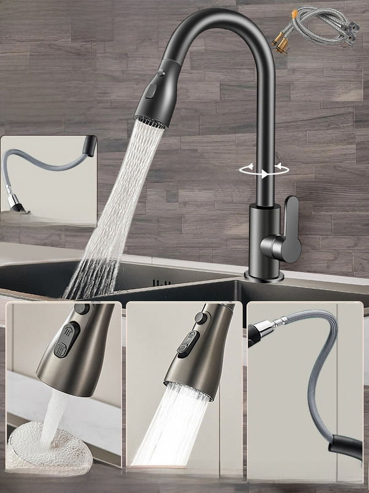 Copper Kitchen pull-out faucet gun gray vegetable basin household ...