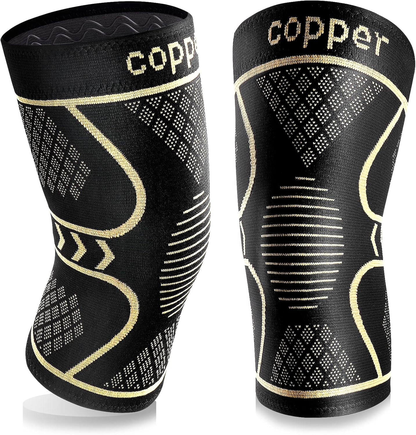 Copper Knee Braces for Women and Men 2 Pack, Knee Compression Sleeve for Knee Pain, Arthritis ...