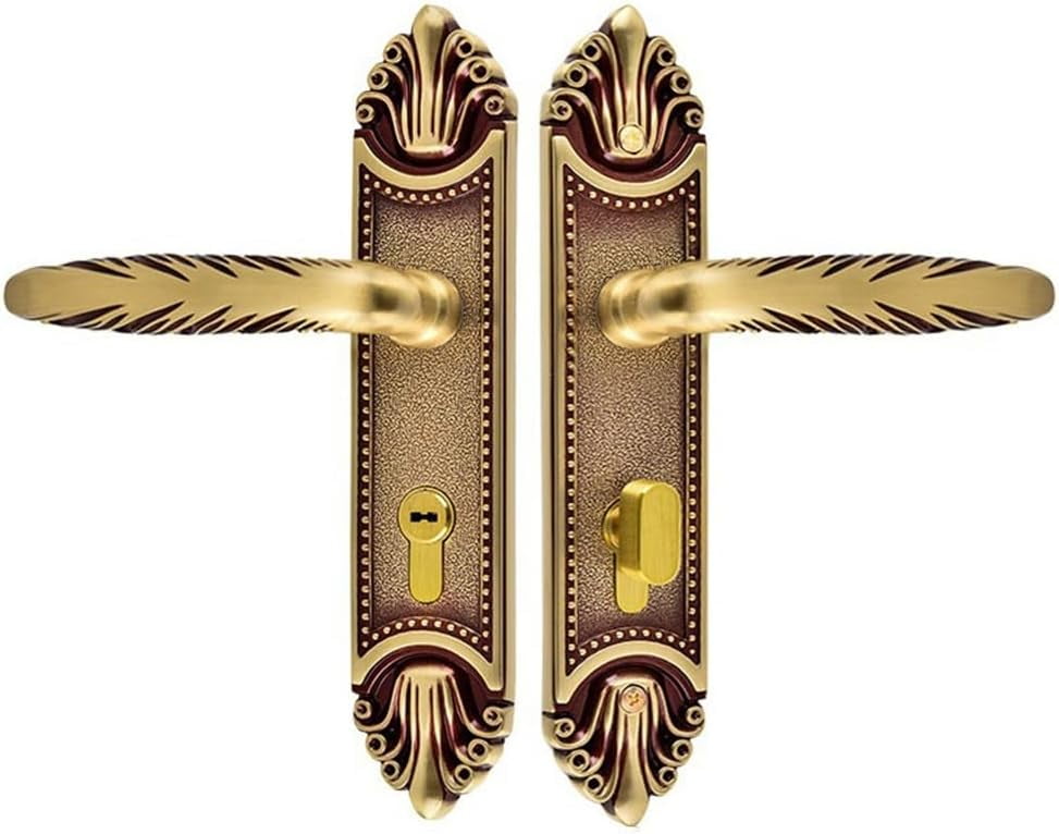 Copper Lock Antique Solid Wood Door Locks Indoor Room Door Locks Panel ...