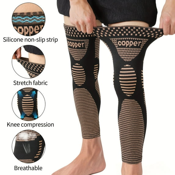 Copper Long Knitted Compression Knee Braces - Full Leg Compression ...