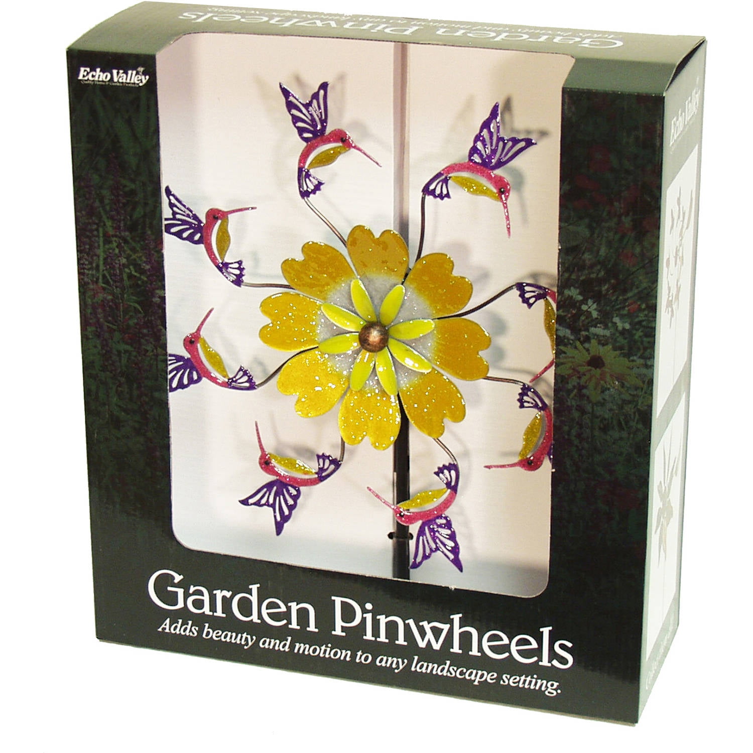 Copper Look Pink Purple Yellow Hummingbird Flower Garden Pinwheel ...