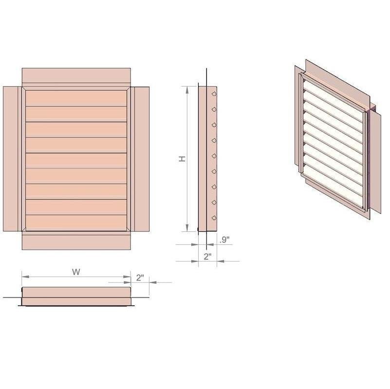 Copper Louvered Gable End Vent Vent Size: 24" W x 48" H, Mount Type ...